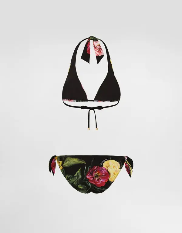 Dolce & Gabbana Rose And Peony Padded Triangle Bikini