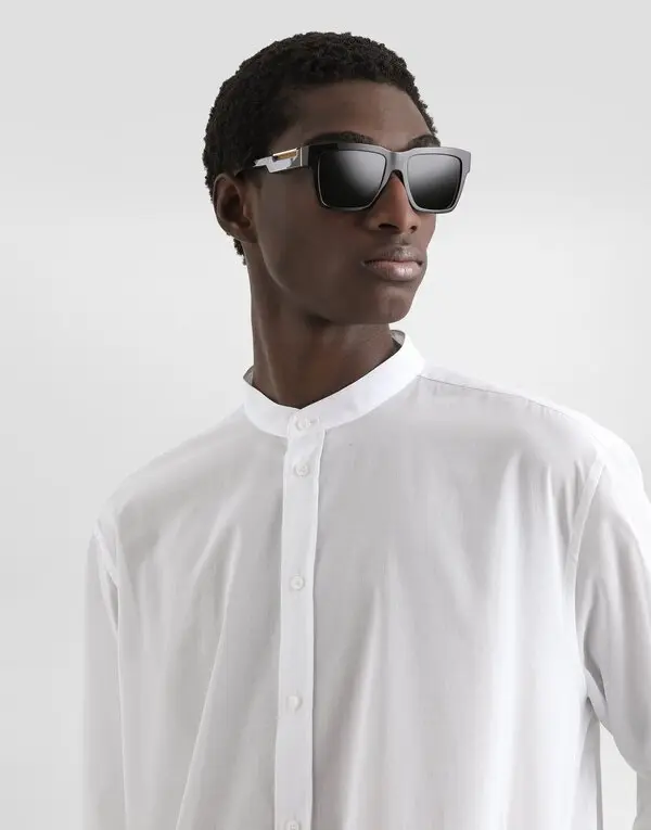 Dolce & Gabbana Cotton Canvas Mandarin Shirt Shirts