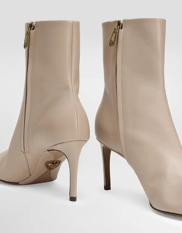 Dolce & Gabbana Devotion Calfskin Ankle Boots Boots And Booties - Beige