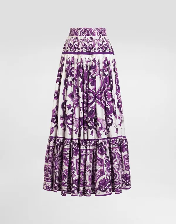 Dolce & Gabbana Majolica Print Tiered Maxi Skirt