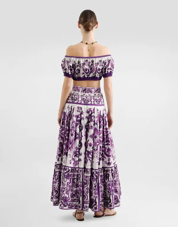 Dolce & Gabbana Majolica Print Tiered Maxi Skirt