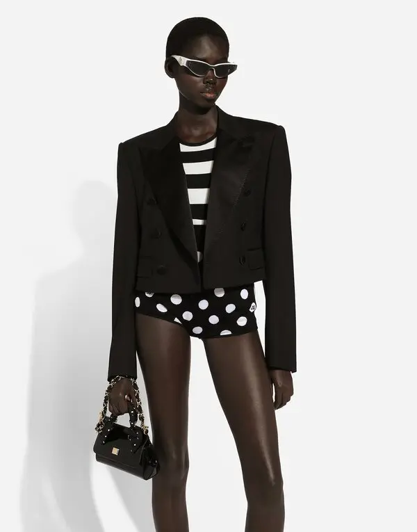Dolce & Gabbana Cropped Double-breasted Wool Tuxedo Jacket Blazers Wool