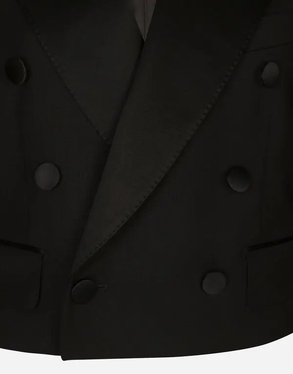 Dolce & Gabbana Cropped Double-breasted Wool Tuxedo Jacket Blazers Wool