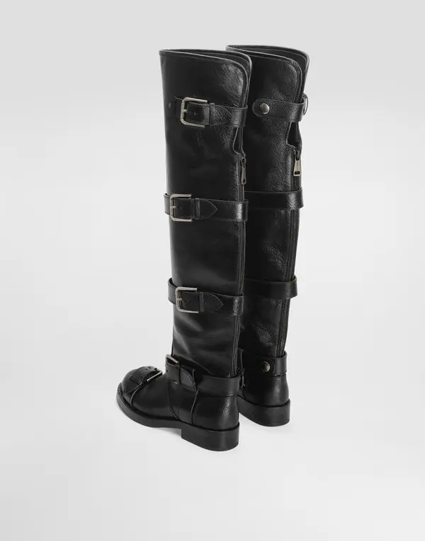 Dolce & Gabbana Horse Leather Buckled Boots - Black
