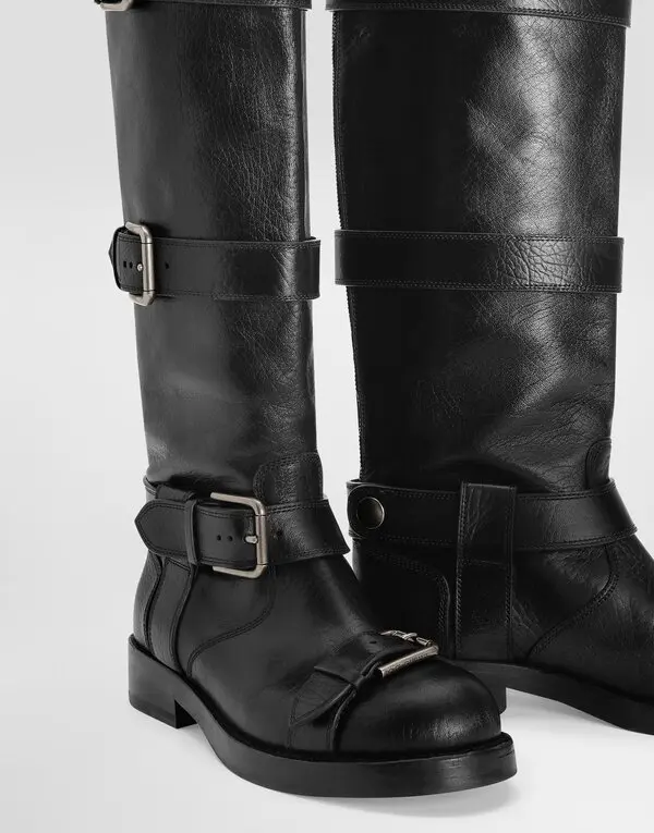 Dolce & Gabbana Horse Leather Buckled Boots - Black