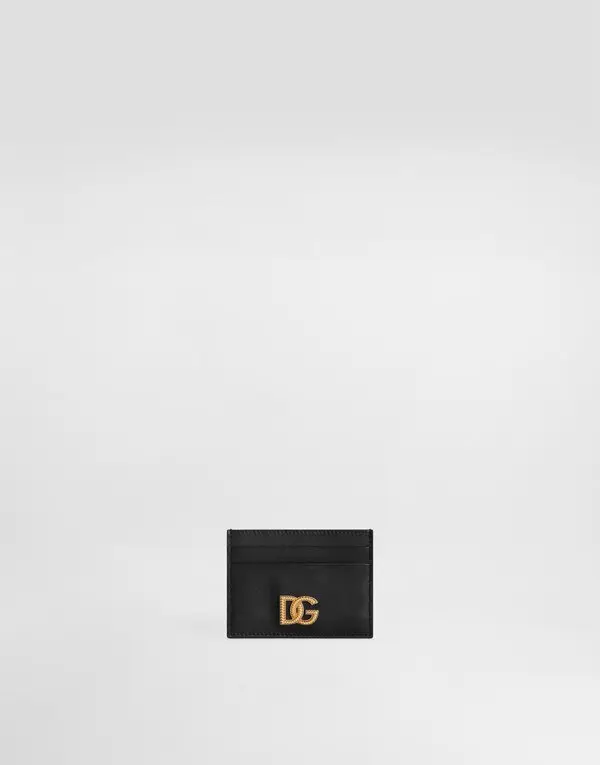 Dolce & Gabbana Woven Dg Logo Card Holder Wallets And Small Leather Goods Leather - Black