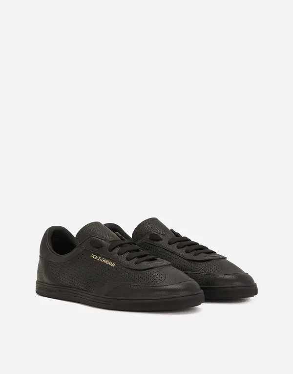 Dolce & Gabbana Perforated Calfskin Saint Tropez Sneakers - Black