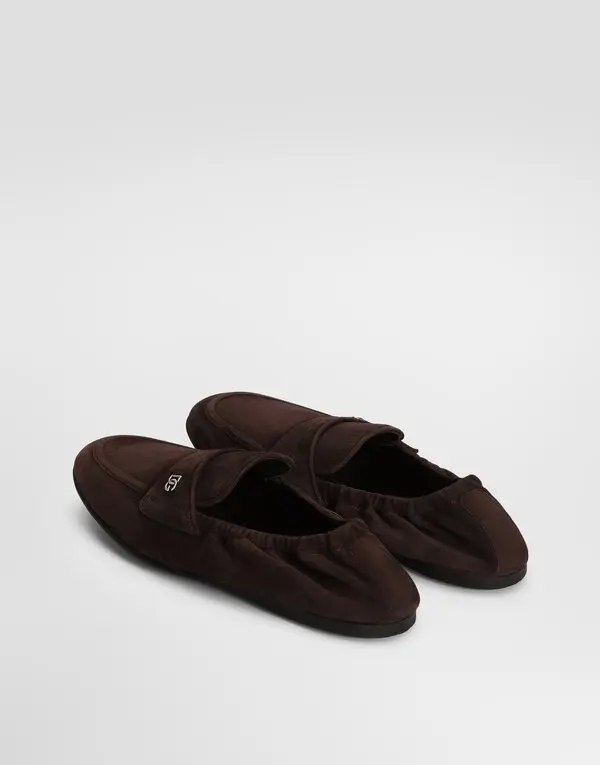 Dolce & Gabbana Suede Slip On Slippers - Brown