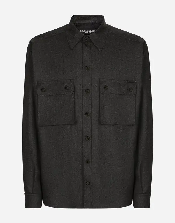 Dolce & Gabbana Oversize Flannel Shirt Shirts Gray