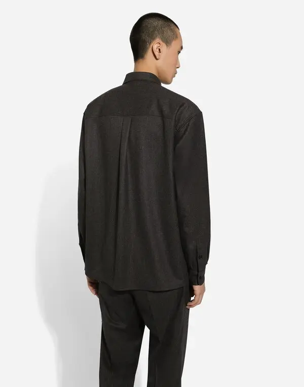 Dolce & Gabbana Oversize Flannel Shirt Shirts Gray