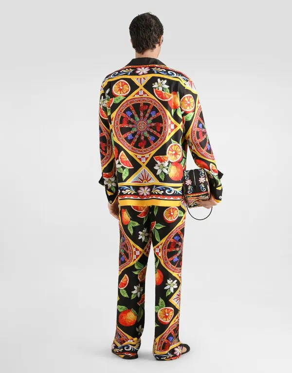 Dolce & Gabbana Carretto-print Silk Twill Trousers - Multicolor
