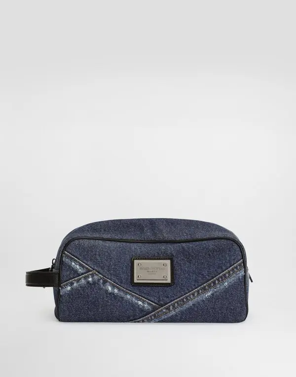 Dolce & Gabbana Denim Patchwork Necessaire Briefcase And Clutches - Blue