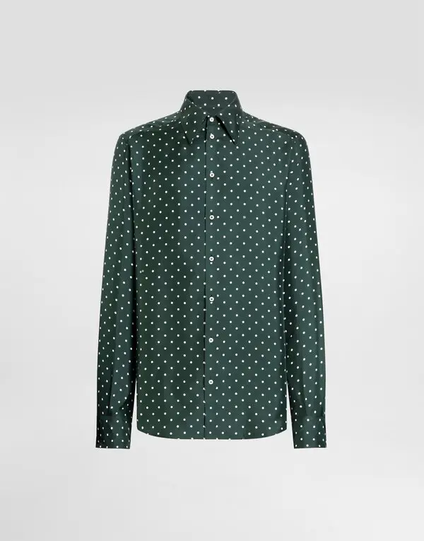 Dolce & Gabbana Polka Dot-print Silk Twill Martini Shirt Shirts - Multicolor