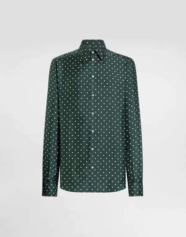 Dolce & Gabbana Polka Dot-print Silk Twill Martini Shirt Shirts - Multicolor