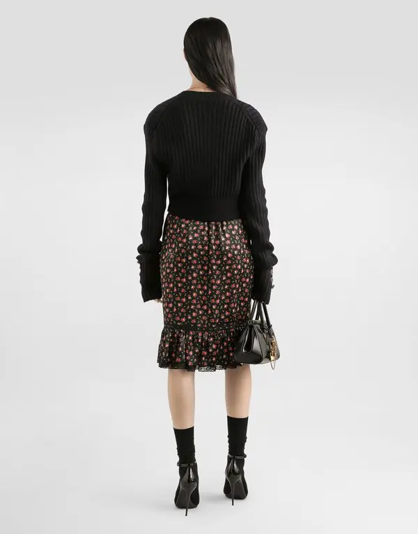 Dolce & Gabbana Wool Cardigan With Offset Rib Sweaters And Cardigans