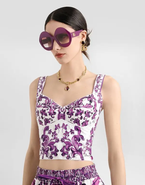 Dolce & Gabbana Majolica-print Poplin Bustier Top