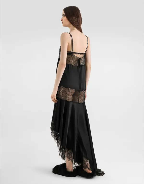 Dolce & Gabbana Satin Dress With Lace Bands Dresses Silk