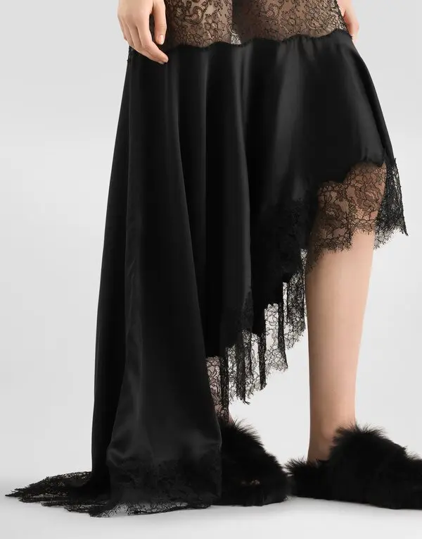 Dolce & Gabbana Satin Dress With Lace Bands Dresses Silk