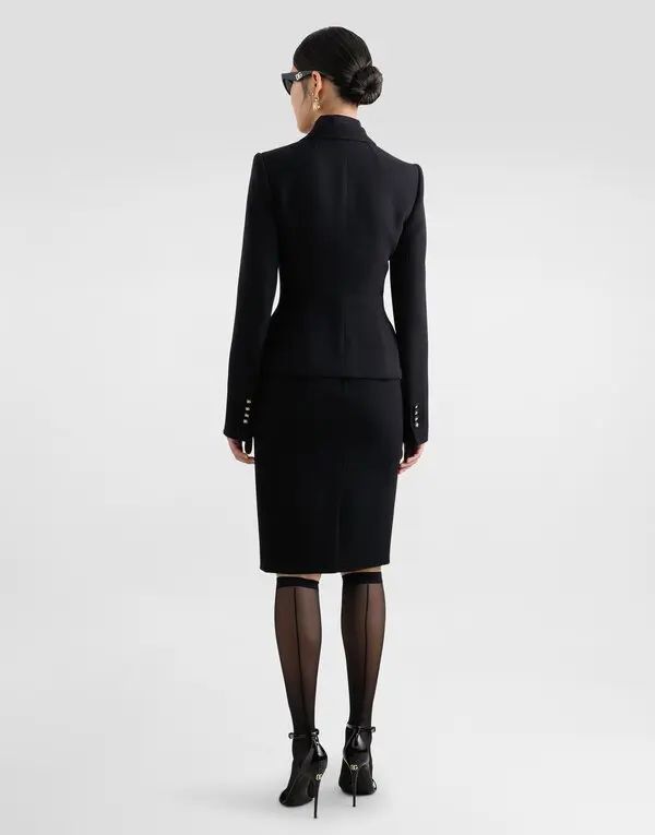 Dolce & Gabbana Wool Midi Pencil Skirt With Dg Logo