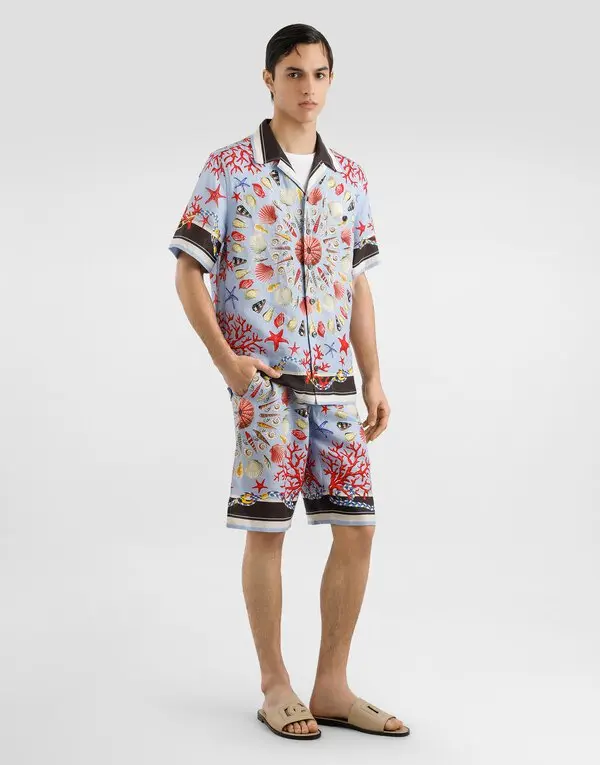 Dolce & Gabbana Shell-print Hawaii Linen Canvas Shirt Shirts