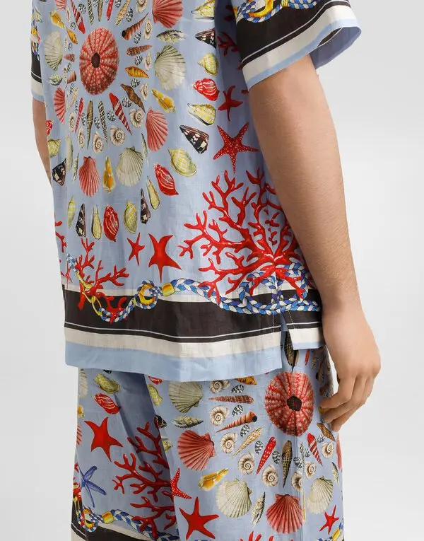 Dolce & Gabbana Shell-print Hawaii Linen Canvas Shirt Shirts