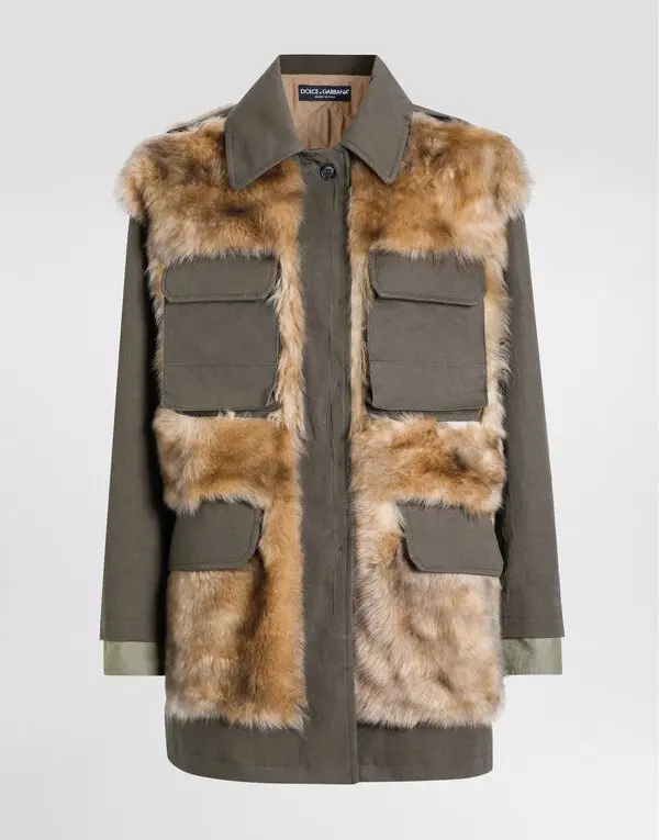 Dolce & Gabbana Long Jacket In Resin-coated Gabardine Coats And Jackets - Green