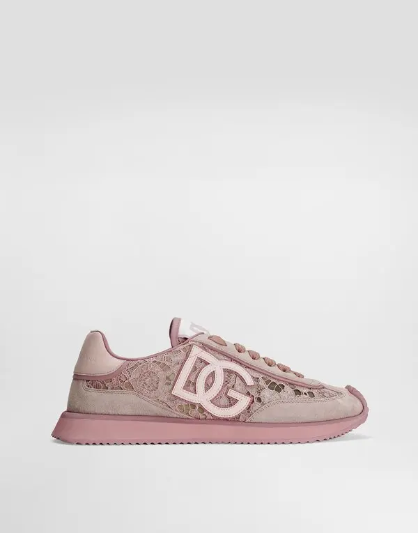Dolce & Gabbana Dg Cushion Sneakers In Lace And Calfskin Sneakers - Multicolor