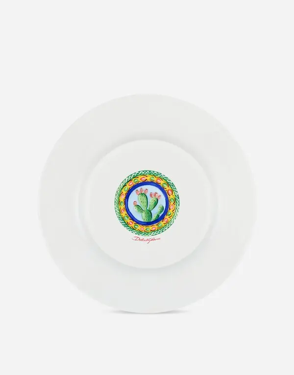 Dolce & Gabbana Set 2 Dinner Plates In Fine Porcelain Flat Plates