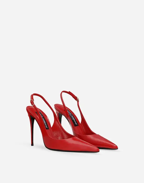 Dolce & Gabbana Patent Leather Slingbacks Pumps And Slingback Leather - Red