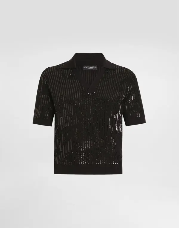 Dolce & Gabbana Wool And Silk Polo Shirt Sweaters And Cardigans