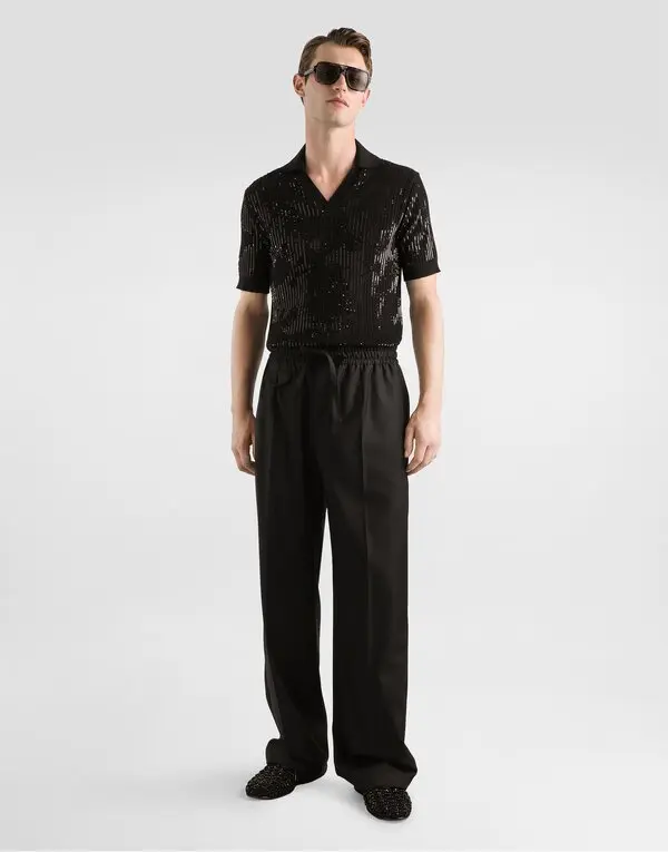 Dolce & Gabbana Wool And Silk Polo Shirt Sweaters And Cardigans