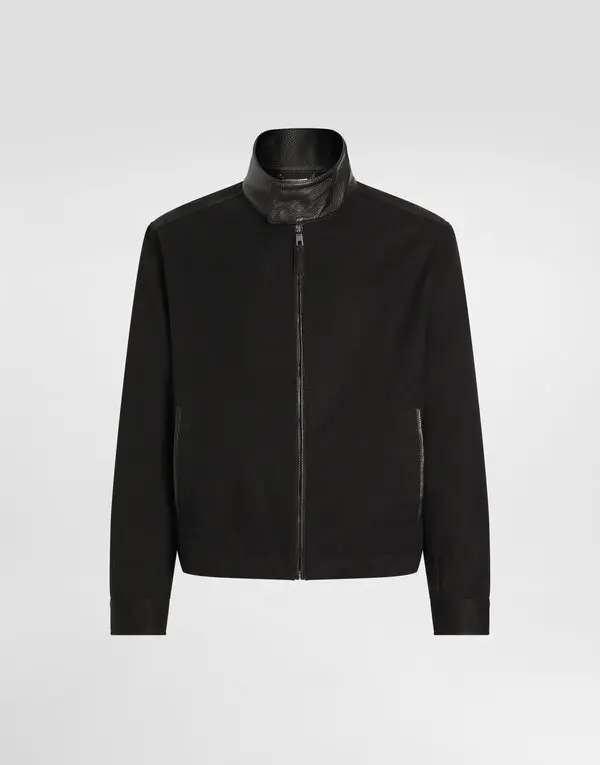 Dolce & Gabbana High Neck Leather And Technical Fabric Jacket