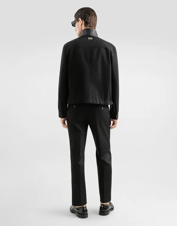 Dolce & Gabbana High Neck Leather And Technical Fabric Jacket
