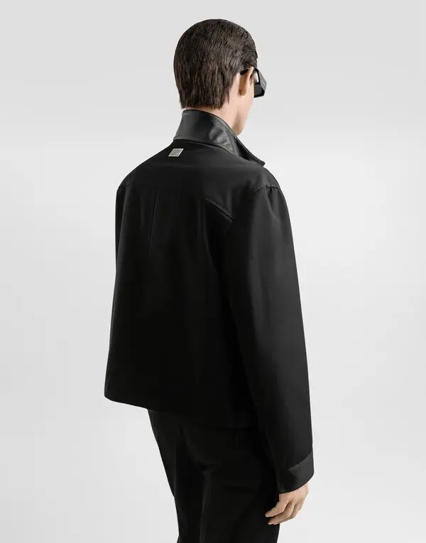 Dolce & Gabbana High Neck Leather And Technical Fabric Jacket