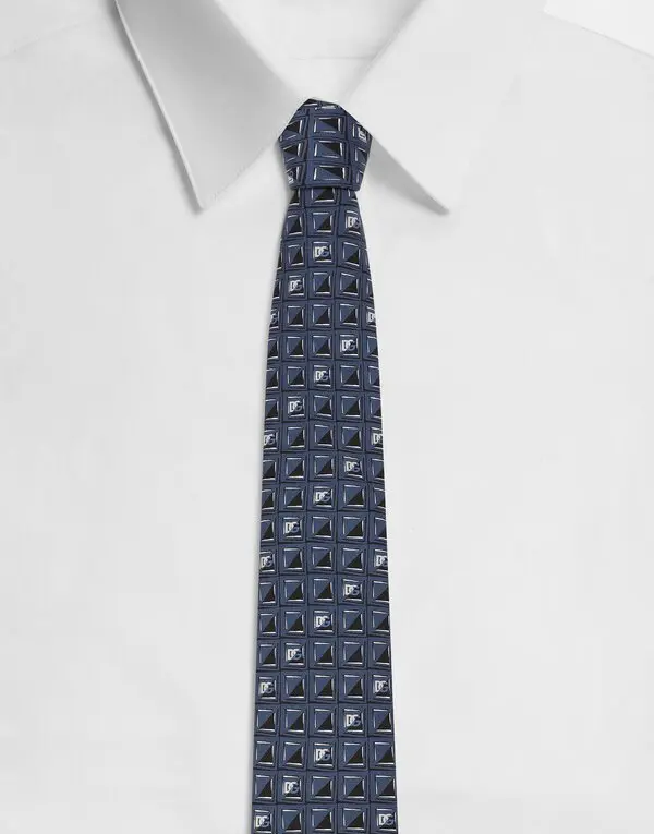 Dolce & Gabbana Silk Jacquard Tie With Micro-designs And Dg Logo - Print
