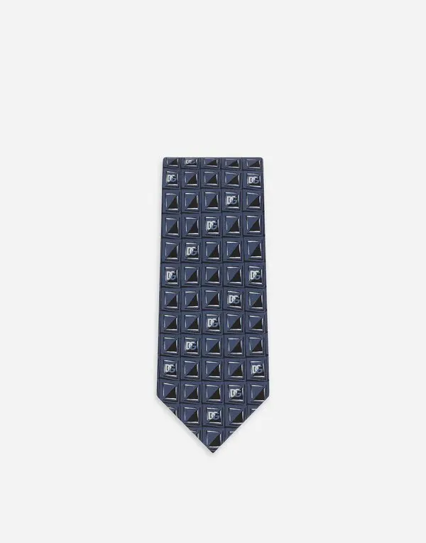 Dolce & Gabbana Silk Jacquard Neck Tie With Micro-designs And Dg Logo - Print