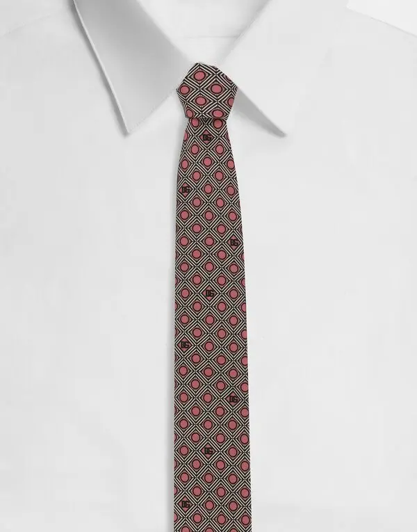 Dolce & Gabbana Silk Jacquard Tie With Micro-designs And Dg Logo Ties And Pocket Squares - Print