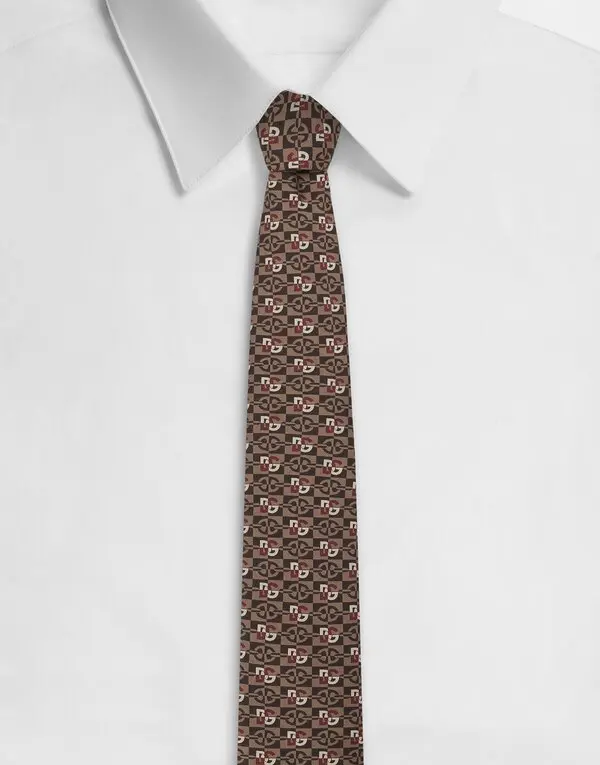 Dolce & Gabbana Silk Jacquard Tie With Micro-designs And Dg Logo - Print