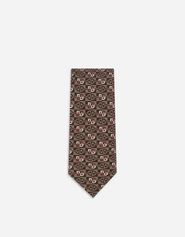 Dolce & Gabbana Silk Jacquard Tie With Micro-designs And Dg Logo - Print