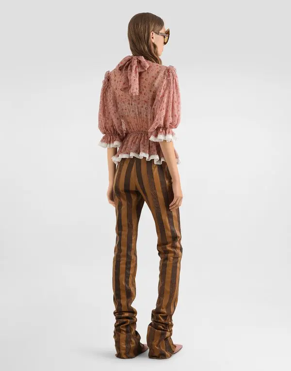 Dolce & Gabbana Nappa Leather Trousers With Striped Print Collection Multi-colored - Multicolor