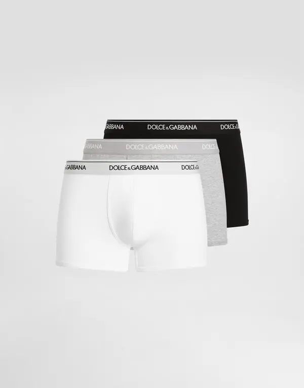 Dolce & Gabbana 3-pack Of Regular-fit Stretch Jersey Boxers Underwear And Loungewear Cotton - Multicolor