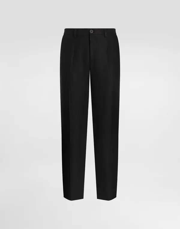 Dolce & Gabbana Tailored Linen Trousers - Black