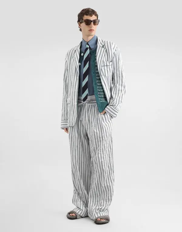Dolce & Gabbana Crinkled Striped Poplin Vanity Robe Shirts
