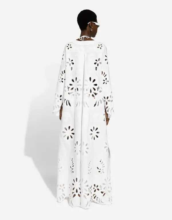 Dolce & Gabbana Long Cotton Caftan With Cut-out Detailing