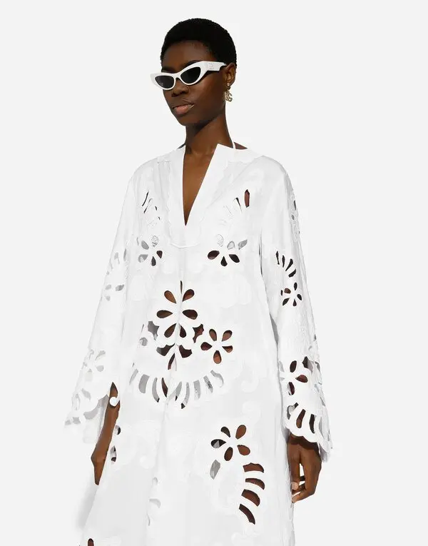 Dolce & Gabbana Long Cotton Caftan With Cut-out Detailing