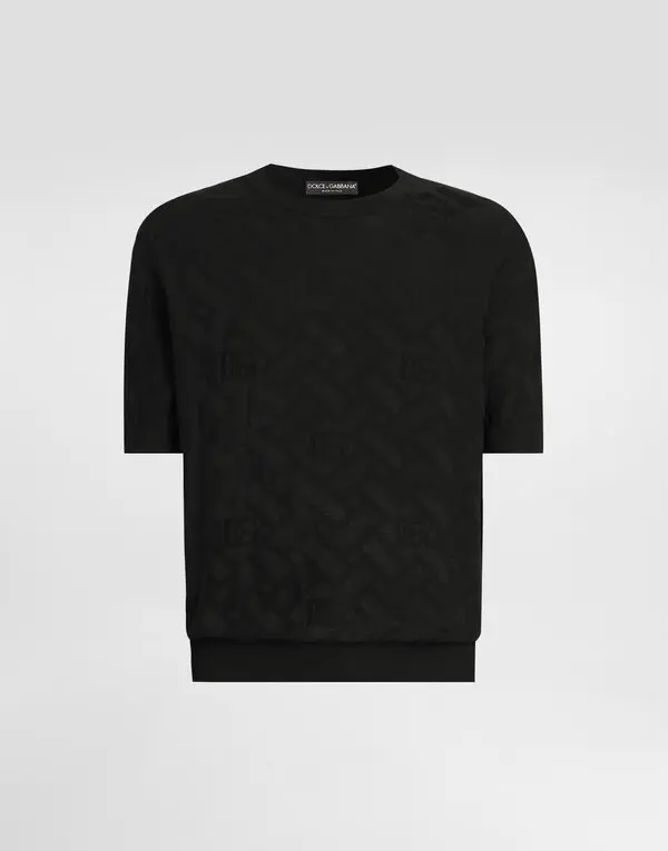 Dolce & Gabbana Micro-dot Stitch Silk Pullover Sweaters And Cardigans - Black