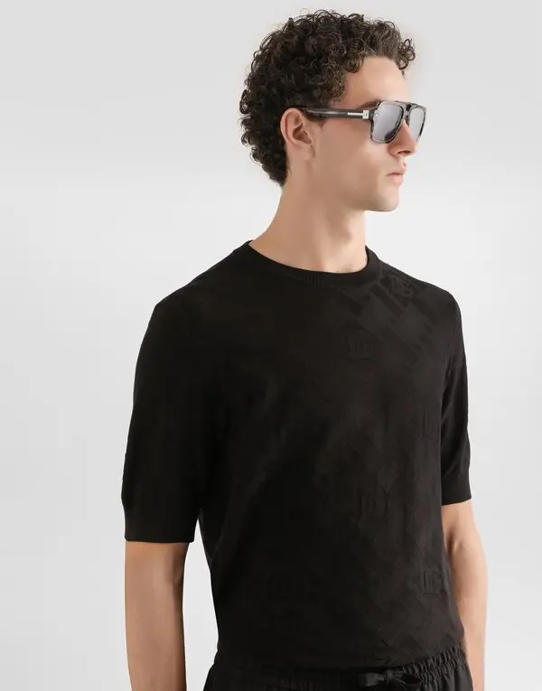 Dolce & Gabbana Micro-dot Stitch Silk Pullover Sweaters And Cardigans - Black