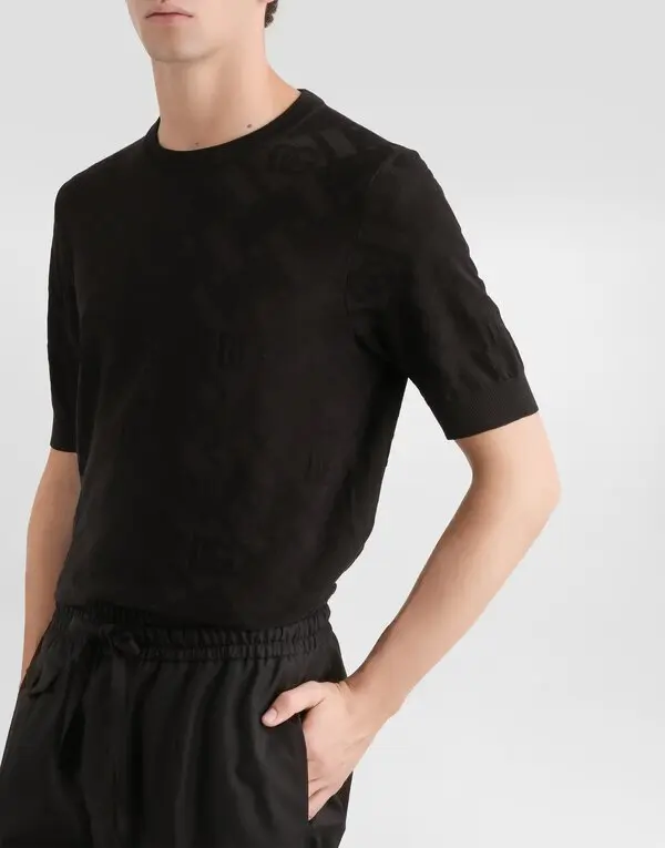 Dolce & Gabbana Micro-dot Stitch Silk Pullover Sweaters And Cardigans - Black