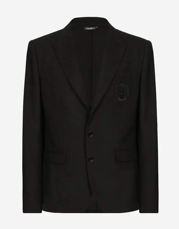 Dolce & Gabbana Single-breasted Wool Taormina-fit Jacket With Dg Patch Suits And Blazers