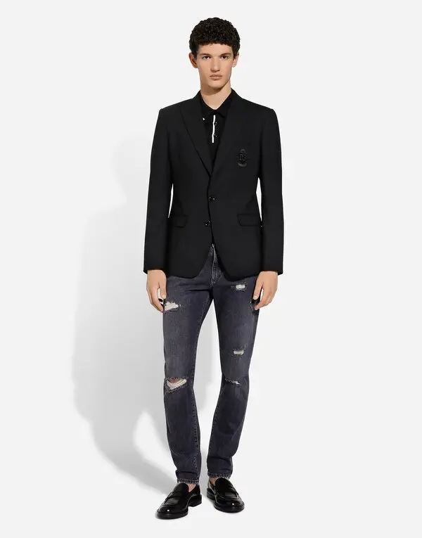 Dolce & Gabbana Single-breasted Wool Taormina-fit Jacket With Dg Patch Suits And Blazers